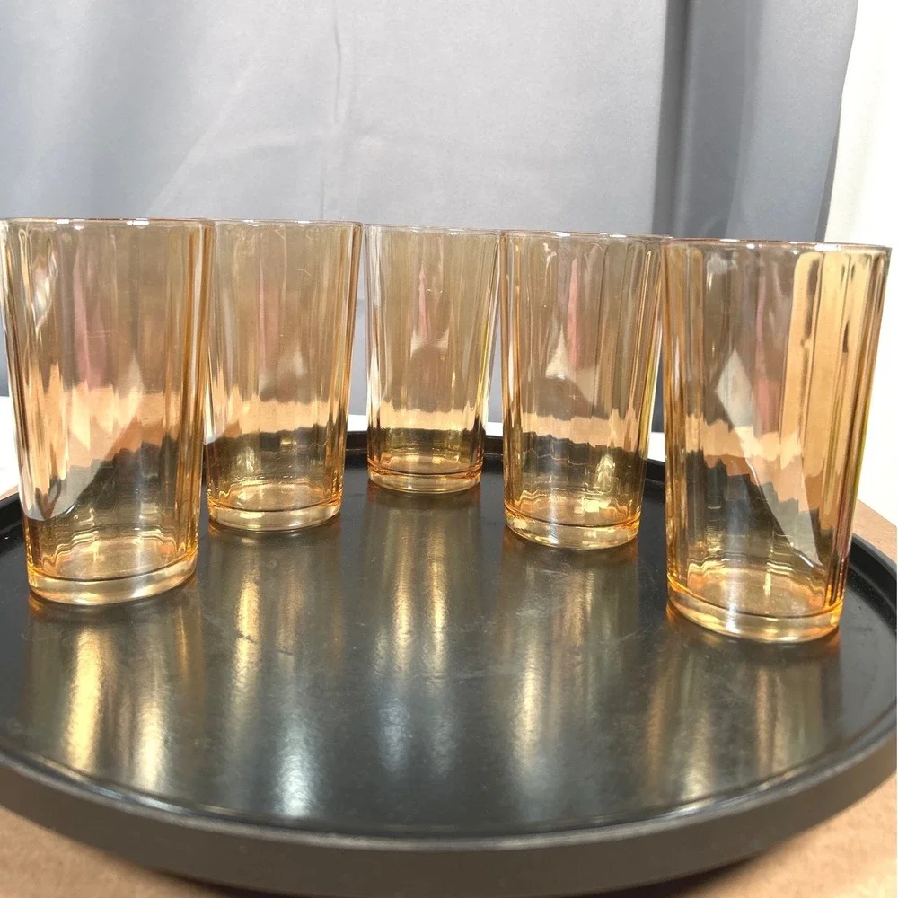 Jeanette Glass | Dining | Jeanette Marigold Glasses Tumblers Peach ...